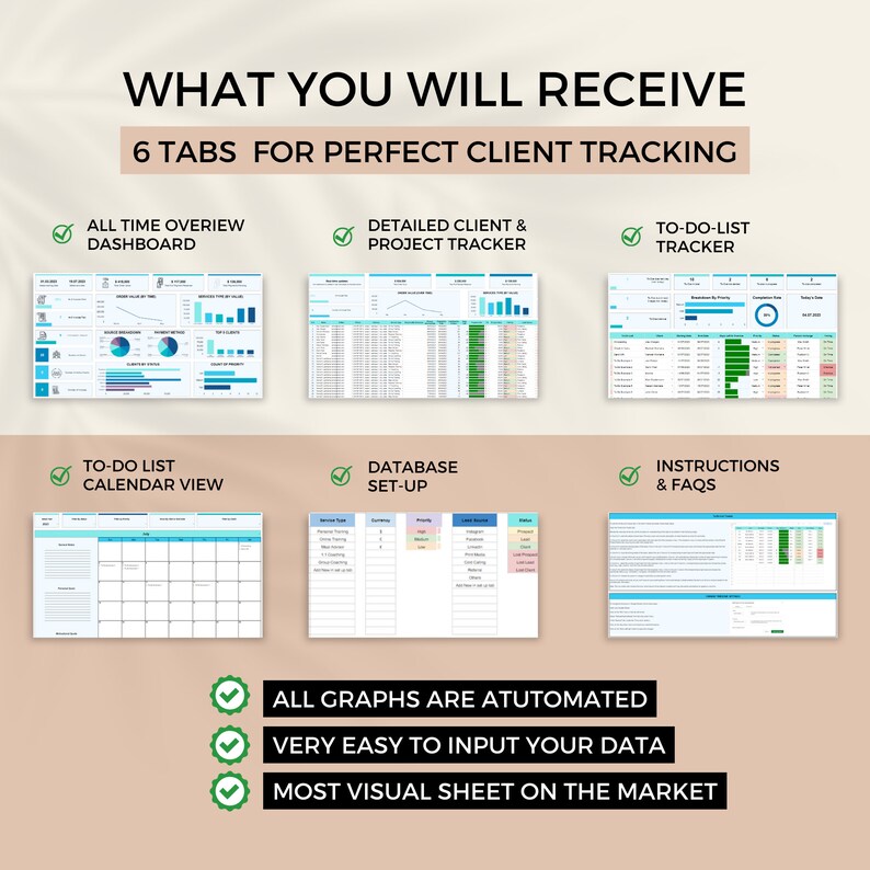Client Tracker Google Sheets, Task Tracker Google Sheets, Client & Task ...