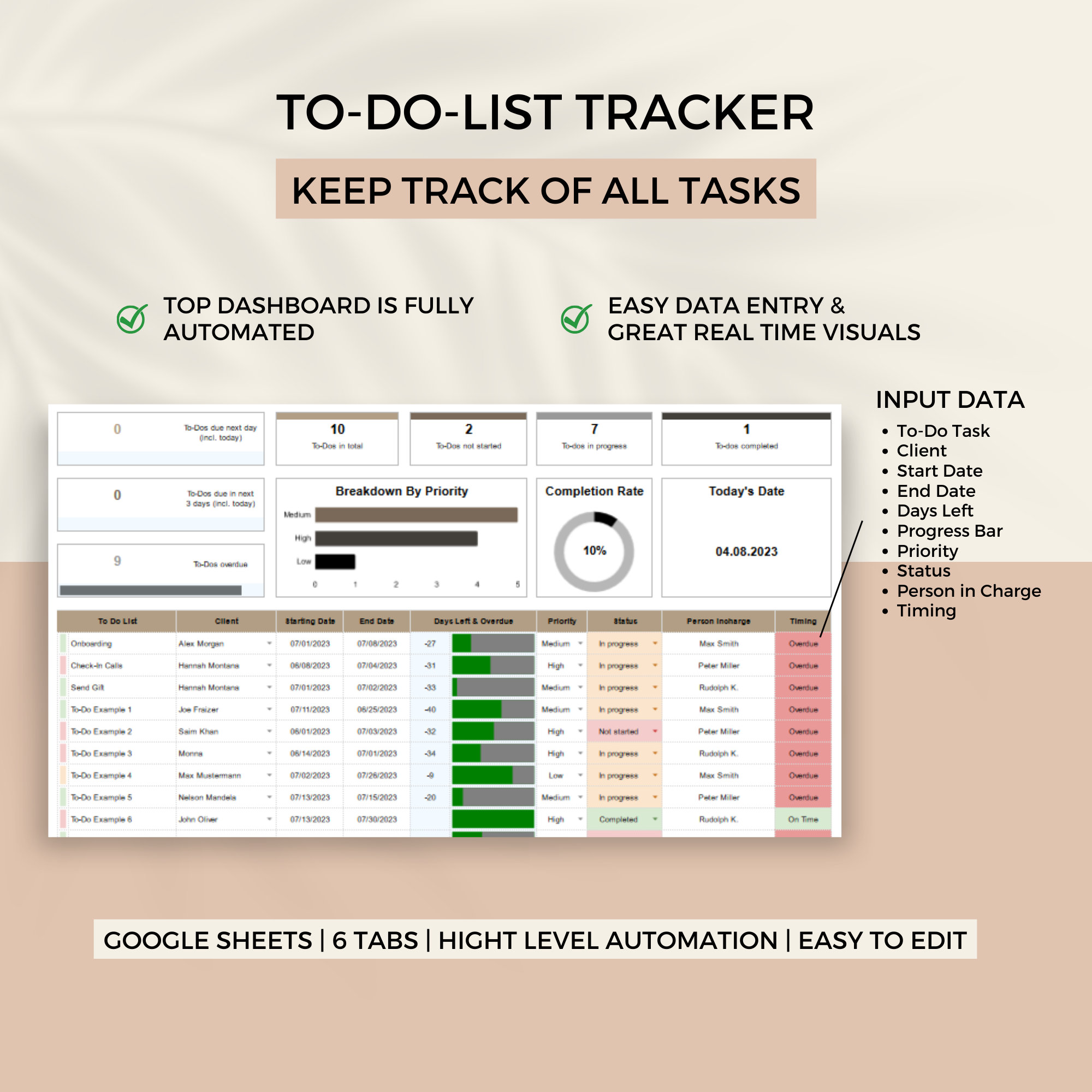Client Tracker Google Sheets, Task Tracker Google Sheets, Client Tracker for Small Business ...