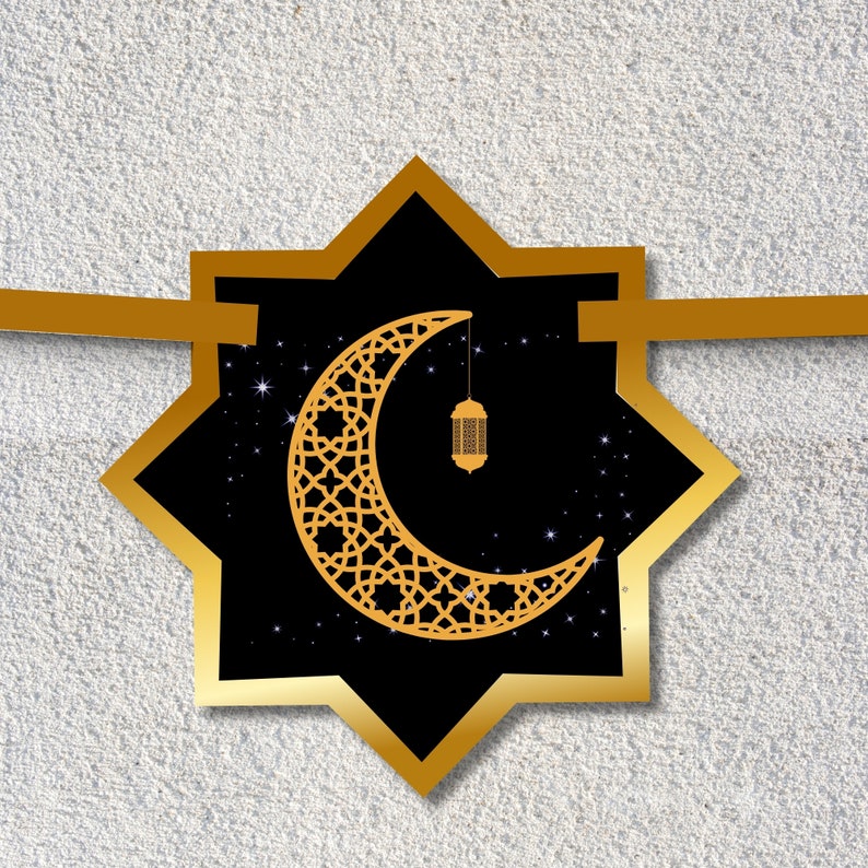 Printable Metallic Gold Eid Mubarak Banner Printable Eid Bunting ...