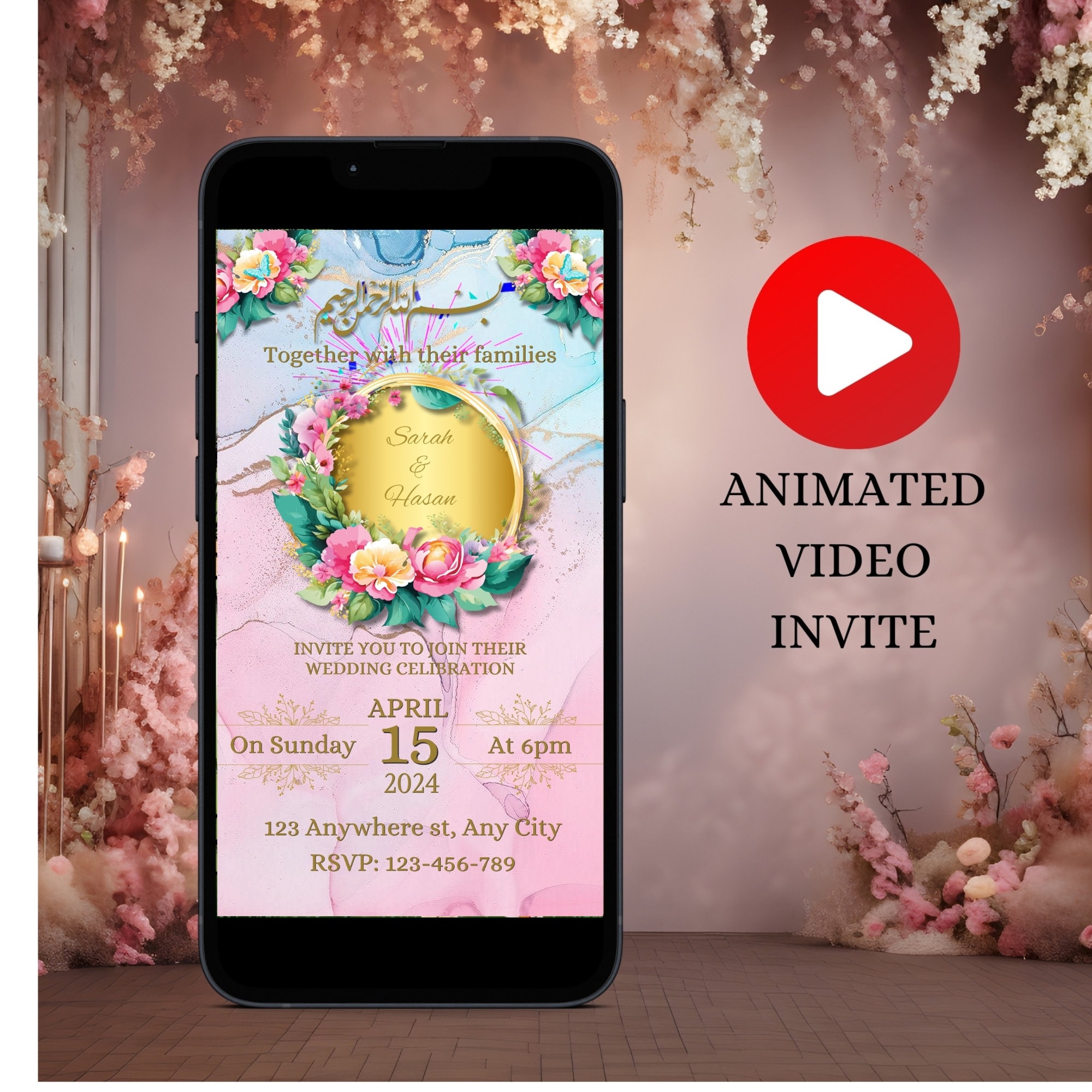 Editable Muslim Wedding Invitation Editable Video Animated Wedding ...