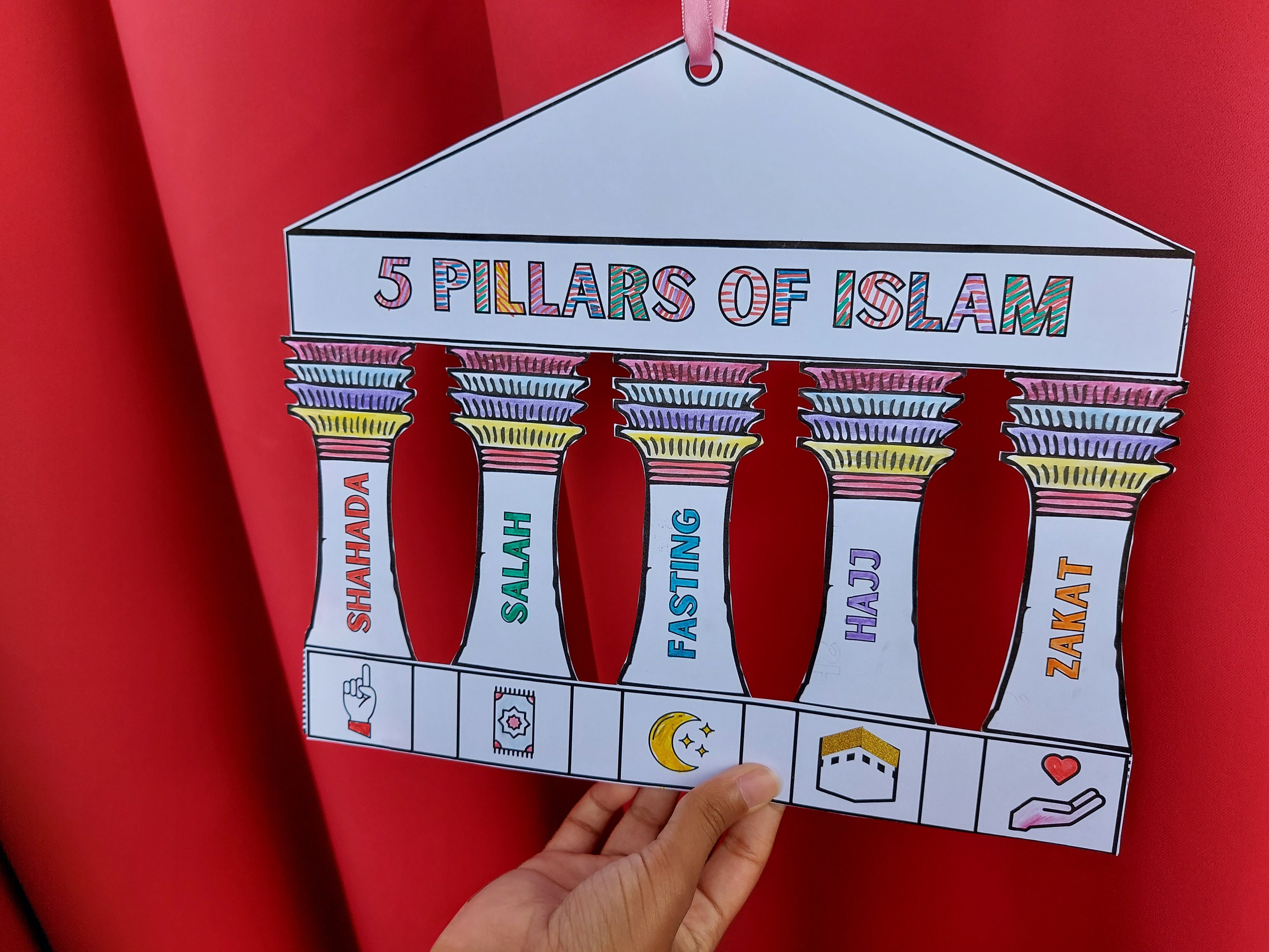 Printable 5 Pillars of Islam Crafts for Kid's Printable Islamic Kids Craft Printable Muslim Kid ...