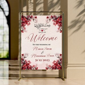 Muslim Wedding Welcome Sign Islamic Floral Wedding Walima Sign Digital ...