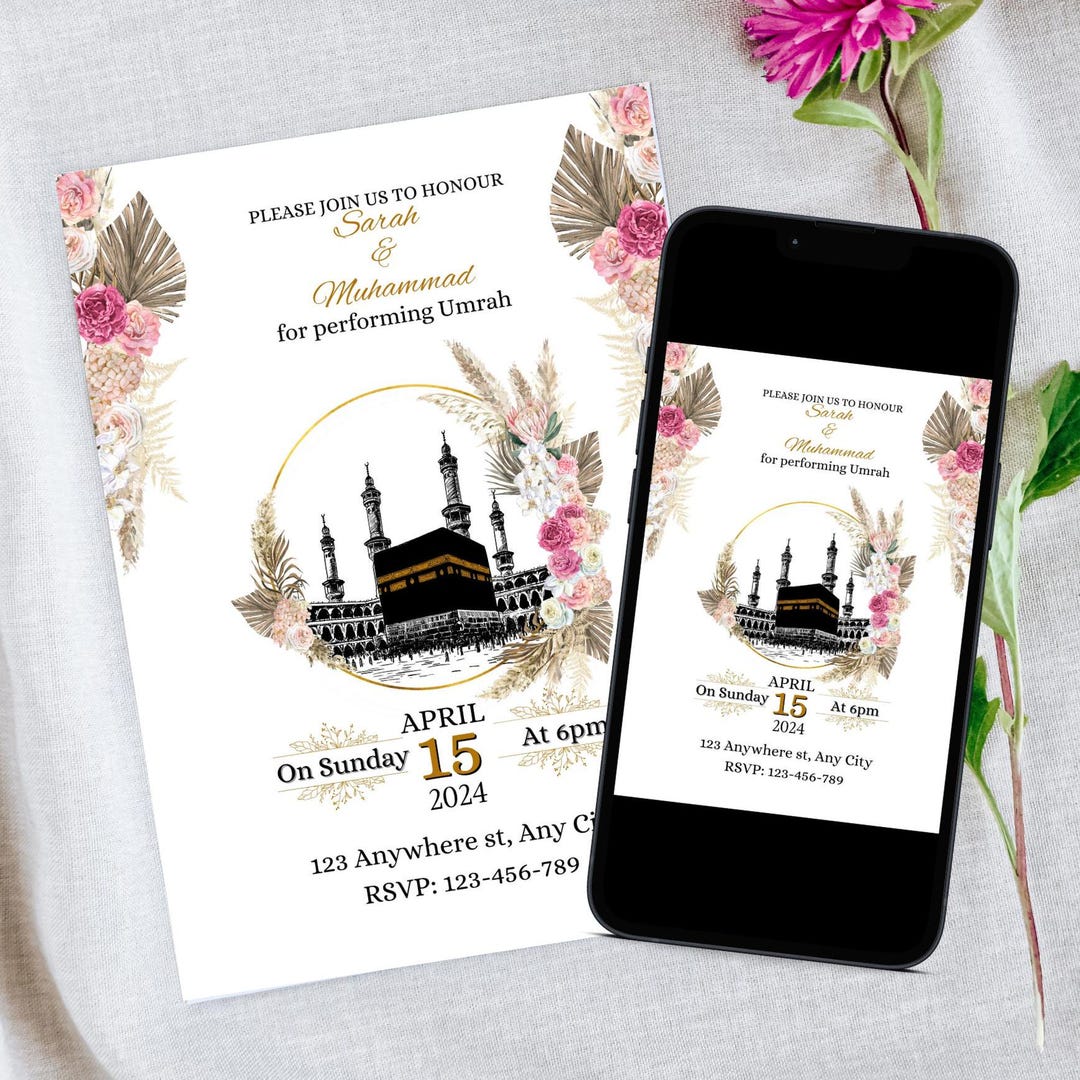 Hajj/umrah Mubarak Invitation Card Hajj/umrah Mubarak Invitation and ...