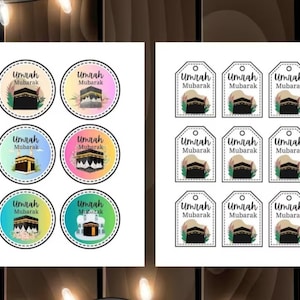 Printable Umrah Mubarak Stickers Printable Gift Tags Printable Umrah ...