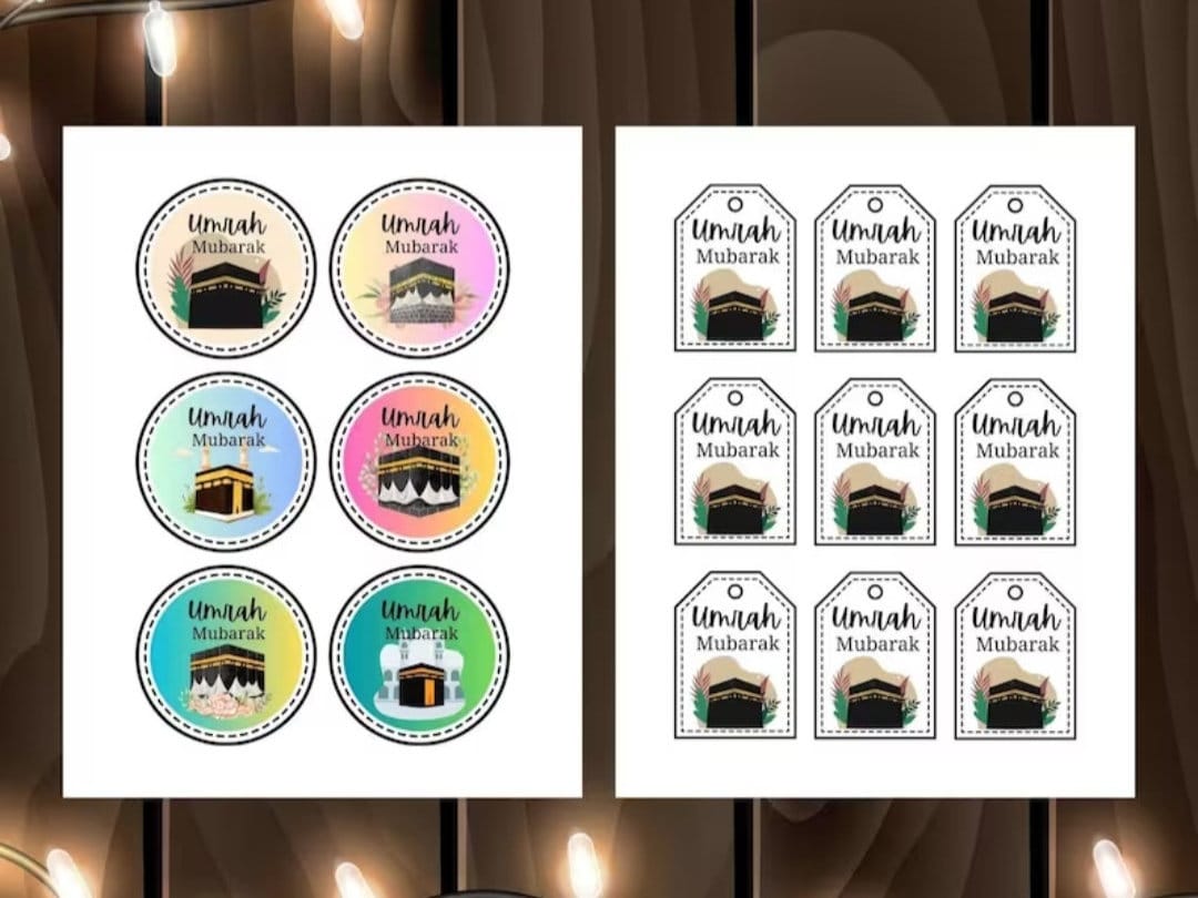 Printable Umrah Mubarak Stickers Printable Gift Tags Printable Umrah ...