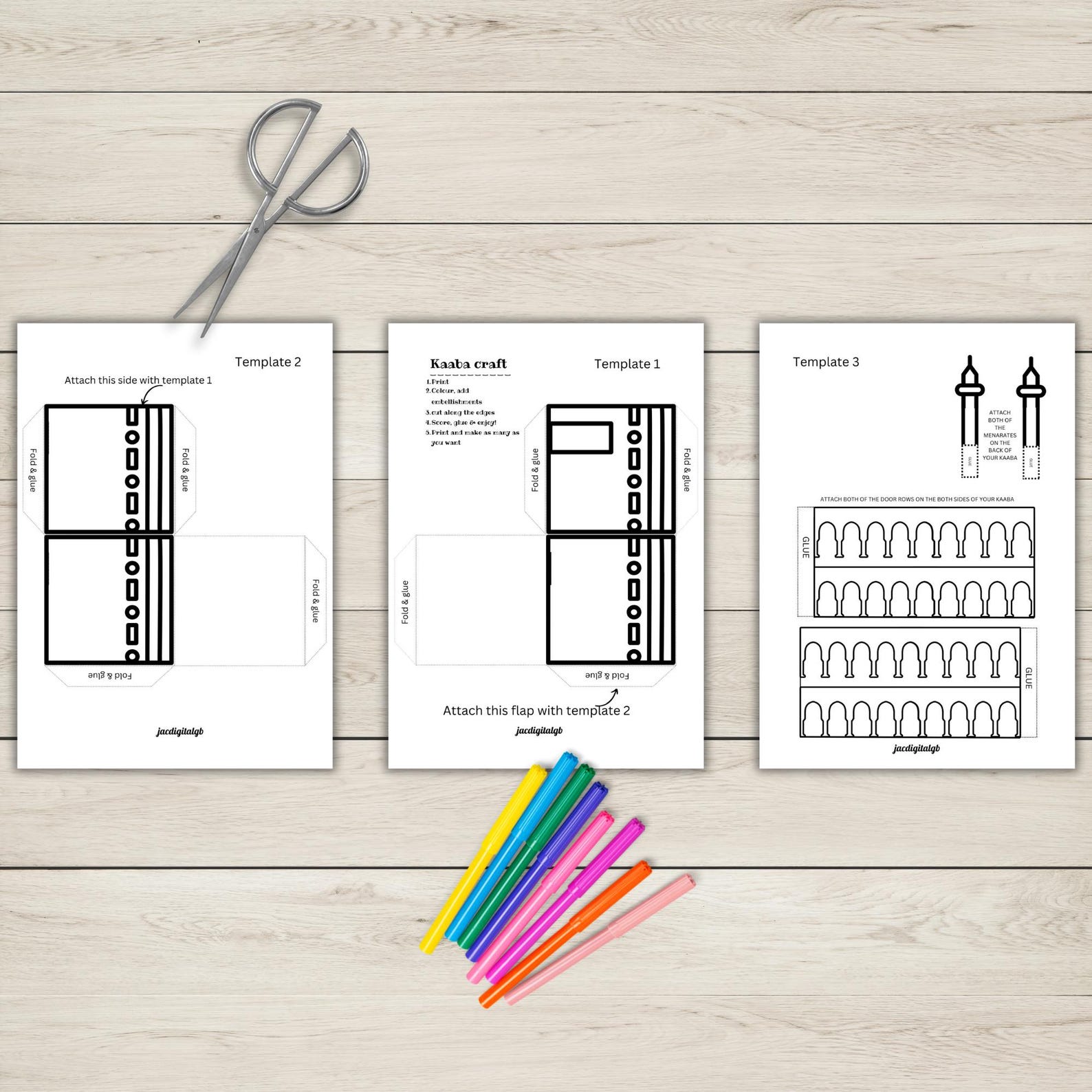Printable Build the Kaaba Craft Printable Islamic Kid's Craft Printable ...
