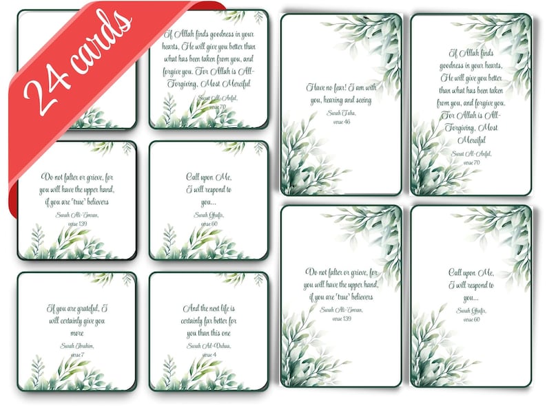 Printable Quran Verse Cards Watercolor Printable Affirmation Cards for ...