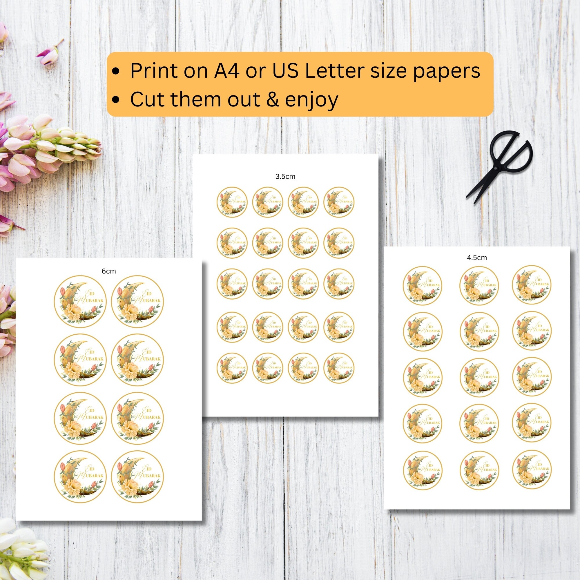 Printable Eid Stickers Printable Eid Mubarak Stickers Printable Digital ...