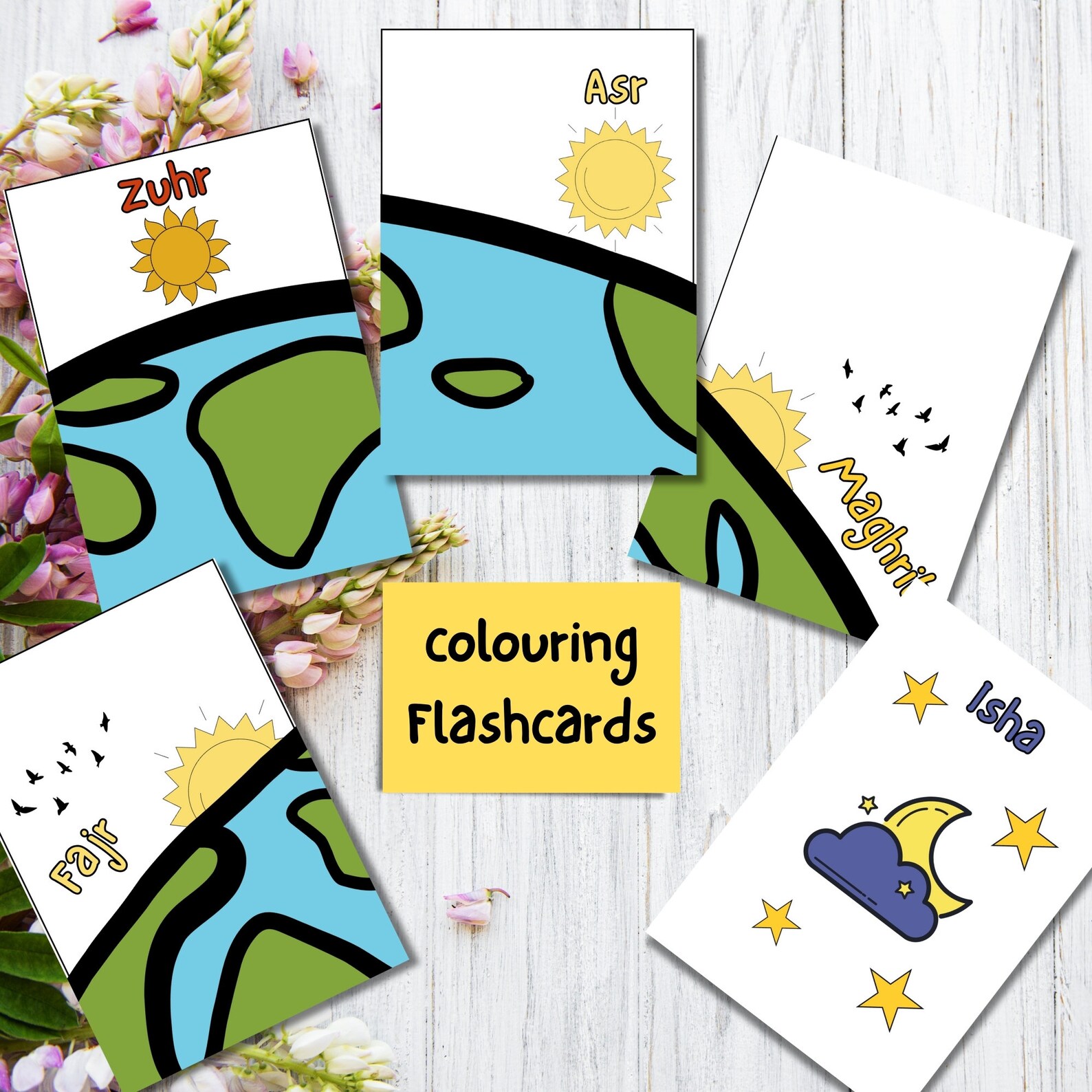 Printable 5 Daily Prayers Colouring Bunting Printable 5 Daily Prayers ...