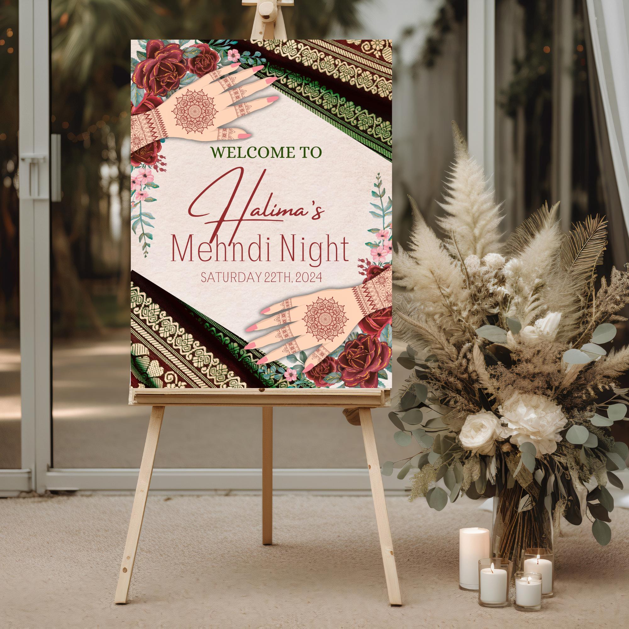 Editable Mehndi Welcome Sign Editable Mehendi Sign Mehendi Decor Sign ...