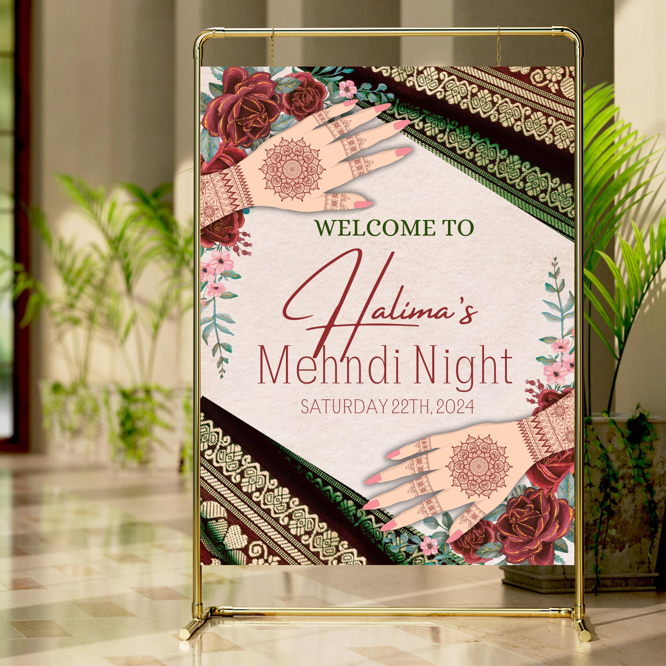Editable Mehndi Welcome Sign Editable Mehendi Sign Mehendi Decor Sign ...