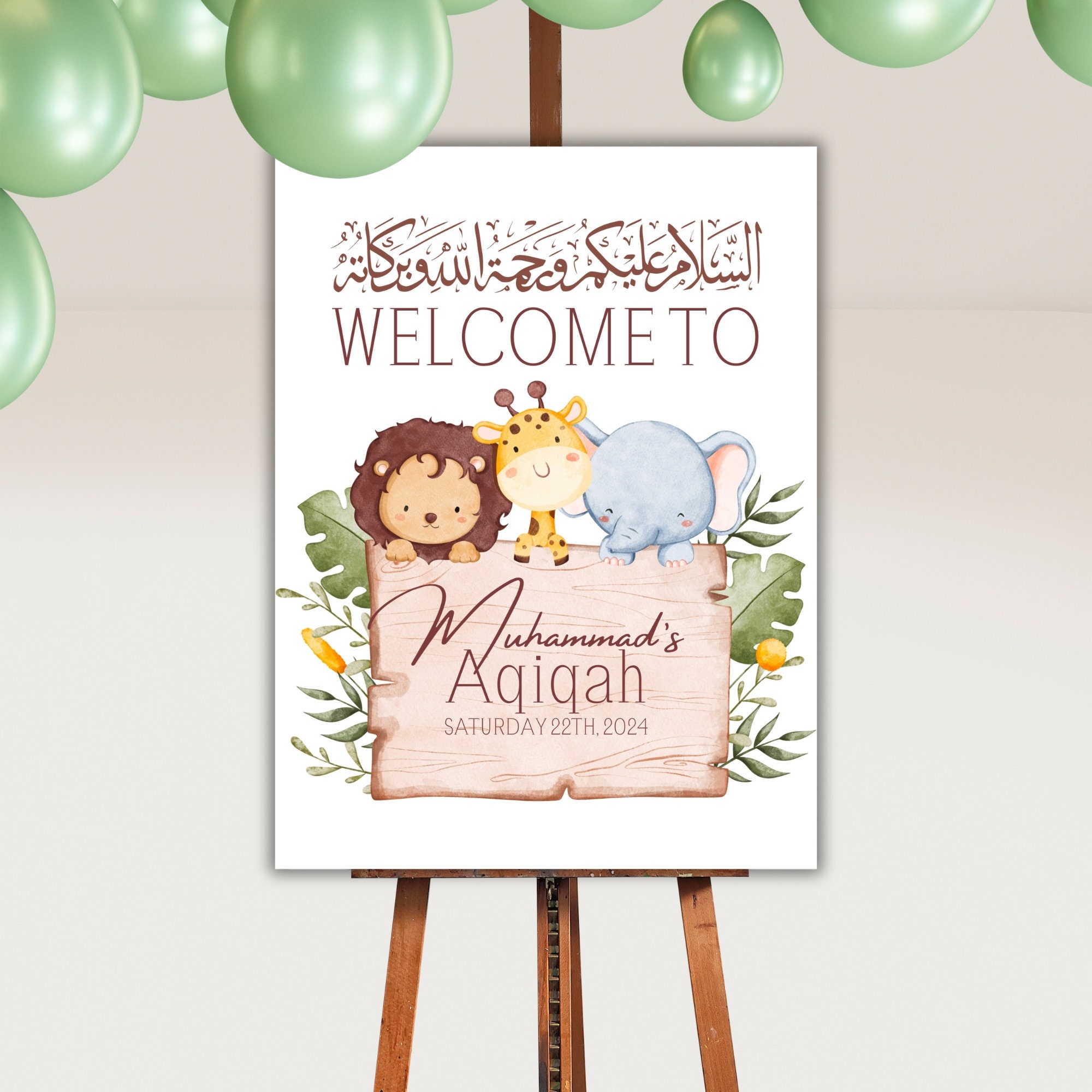 Printable Aqiqah Welcome Sign for Boys Printable Muslim Birthday Sign ...