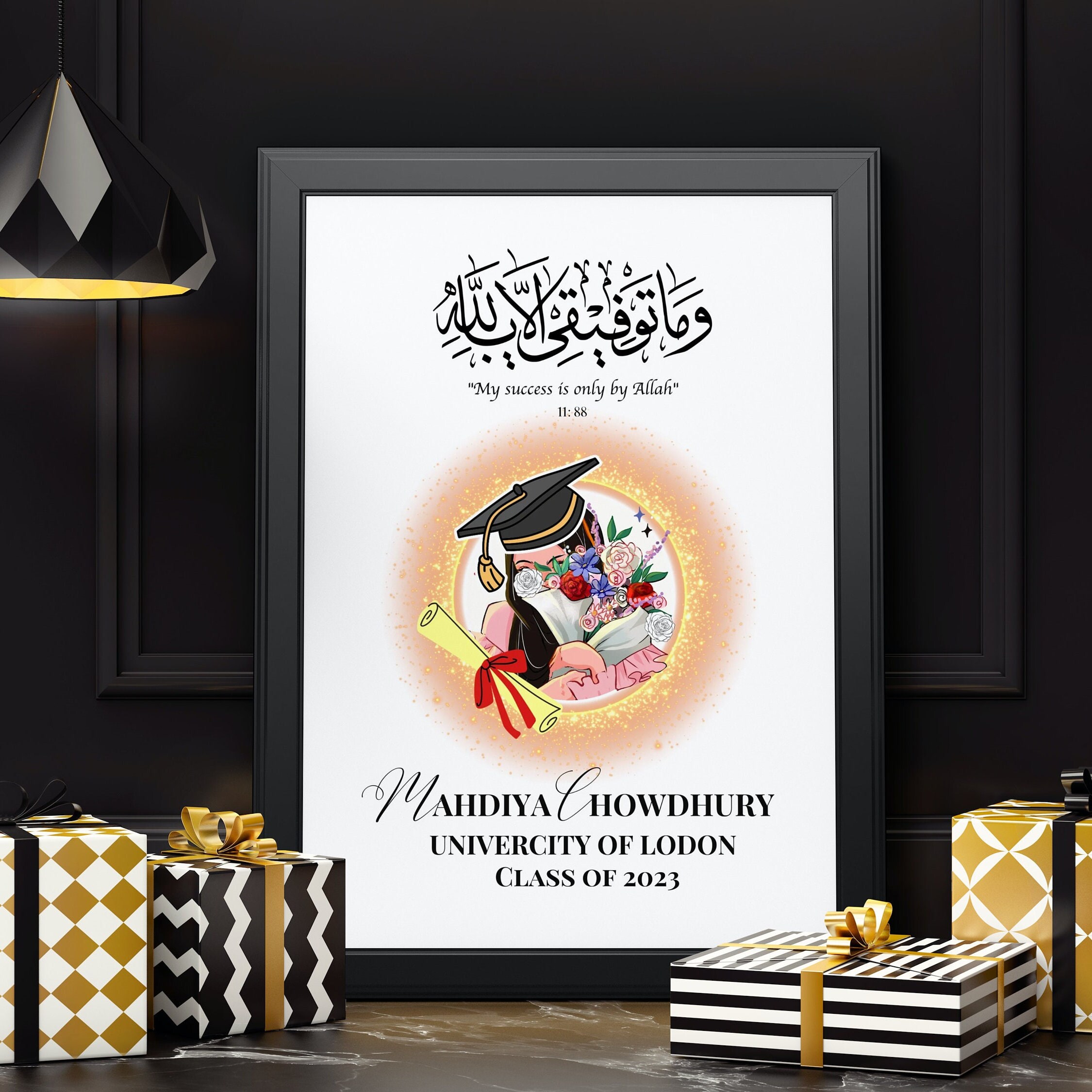 Printable Personalized Muslim Graduation Print, Islamic Gift for ...