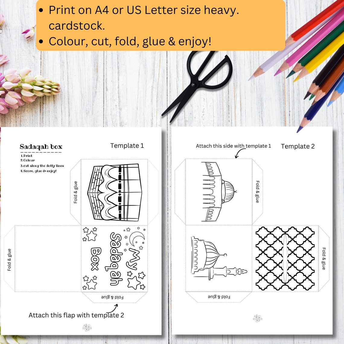 DIY Mosque Sadaqah Box: Ramadan Craft & Coloring Activity (PDF Download ...