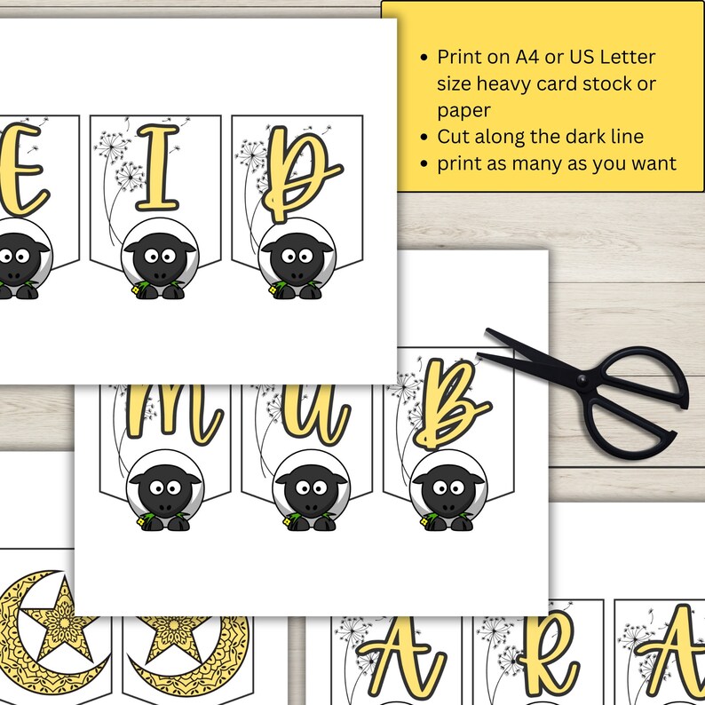 Printable Eid Al Adha Mubarak Banner Printable Eid Bunting Printable ...