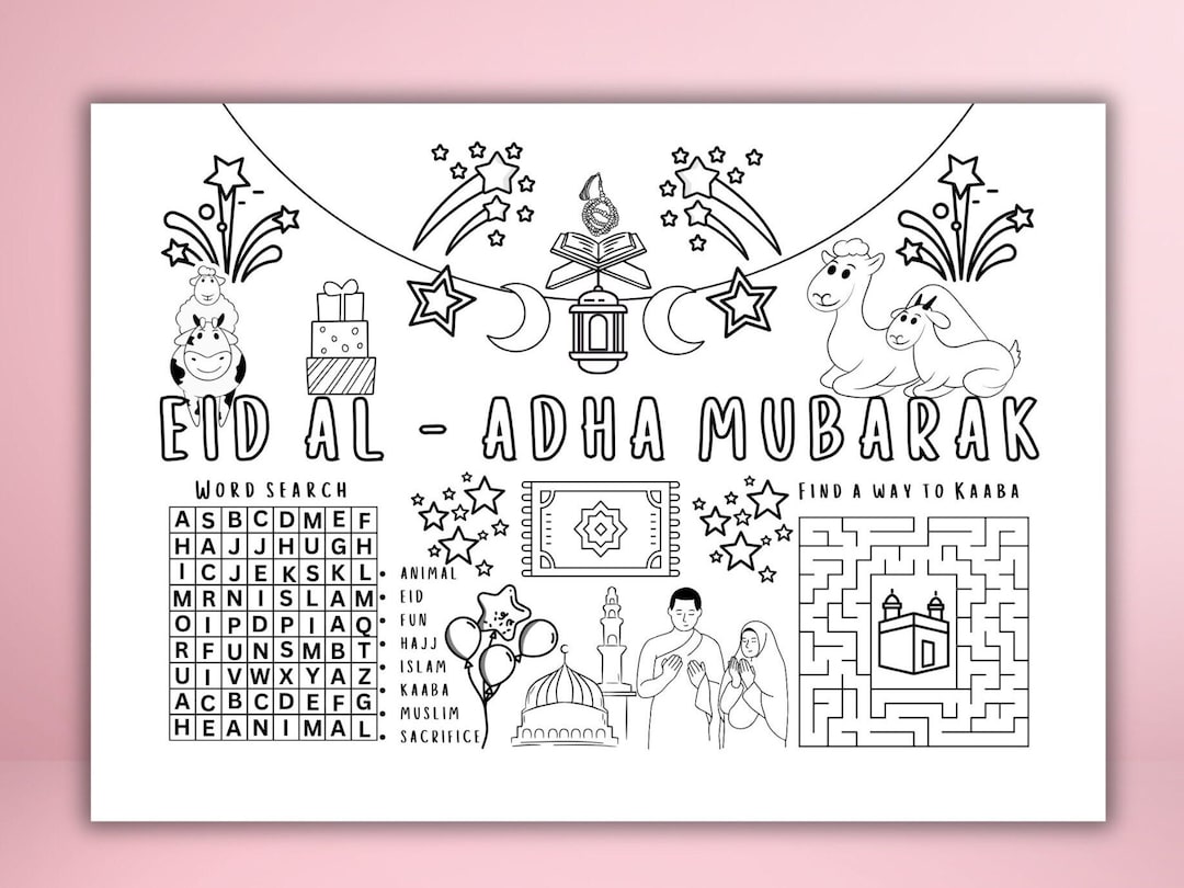 Printable Eid Al Adha Placemat Printable Kids Printable Eid Activity ...