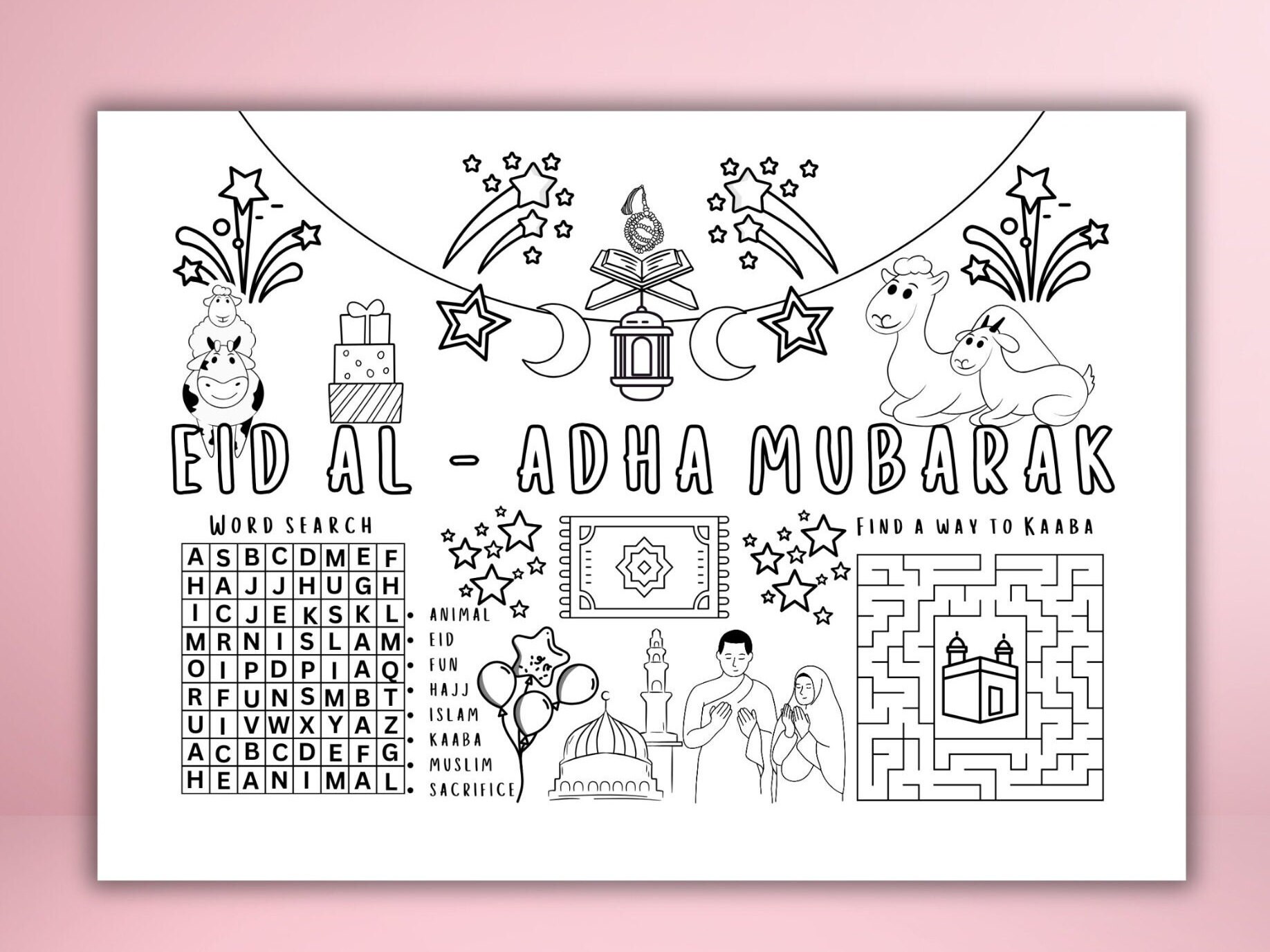 Printable Eid Al Adha Placemat Printable Kids Printable Eid Activity ...
