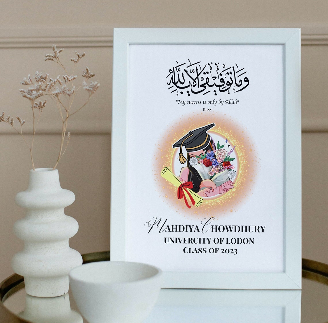 Printable Personalized Muslim Graduation Print, Islamic Gift for ...