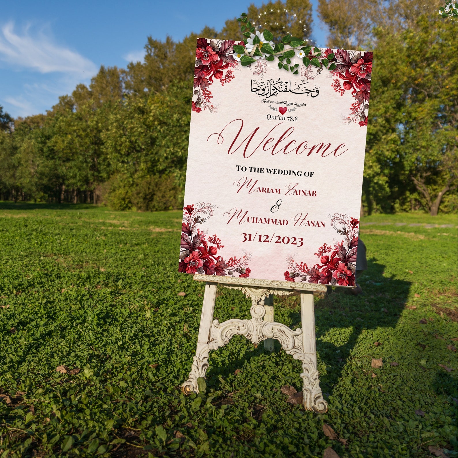 Muslim Wedding Welcome Sign Islamic Floral Wedding Walima Sign Digital ...