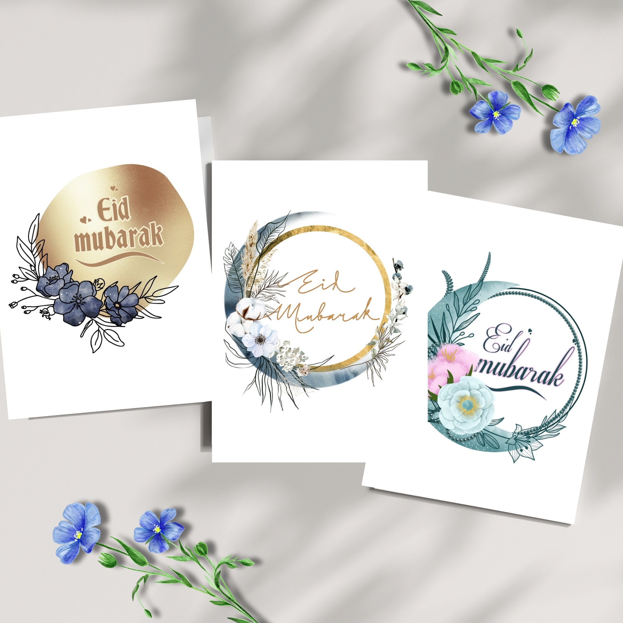 3 Printable Eid Mubarak Cards Printable Eid Cards Printable Digital Eid ...