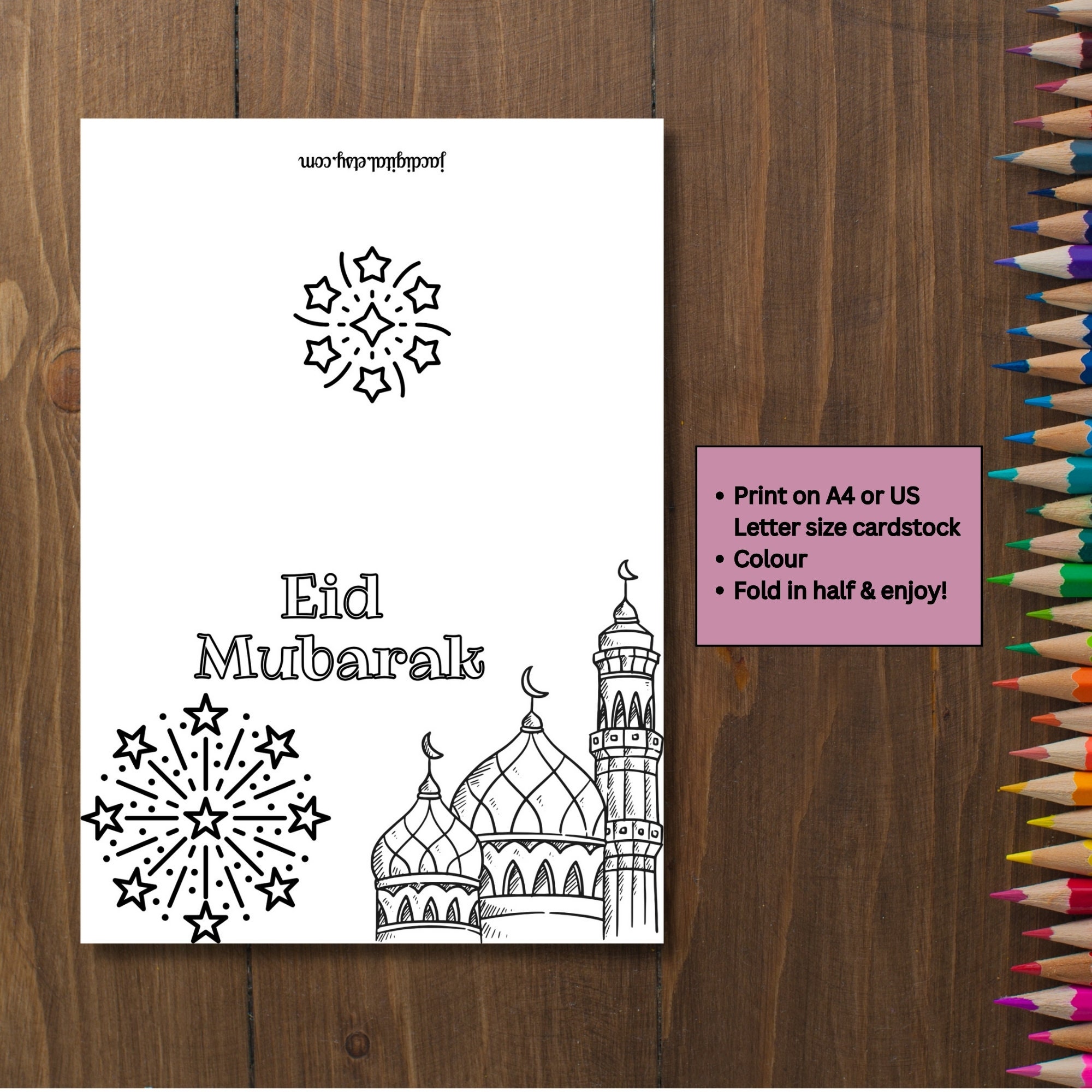 5 Eid Al Fitr Coloring Card Printable DIY Eid Card Eid Card Printable ...