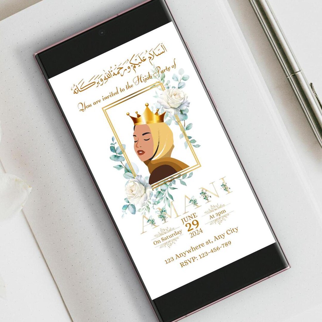 Editable Gold Hijab Party Invitation Video Animated Hijab Party ...