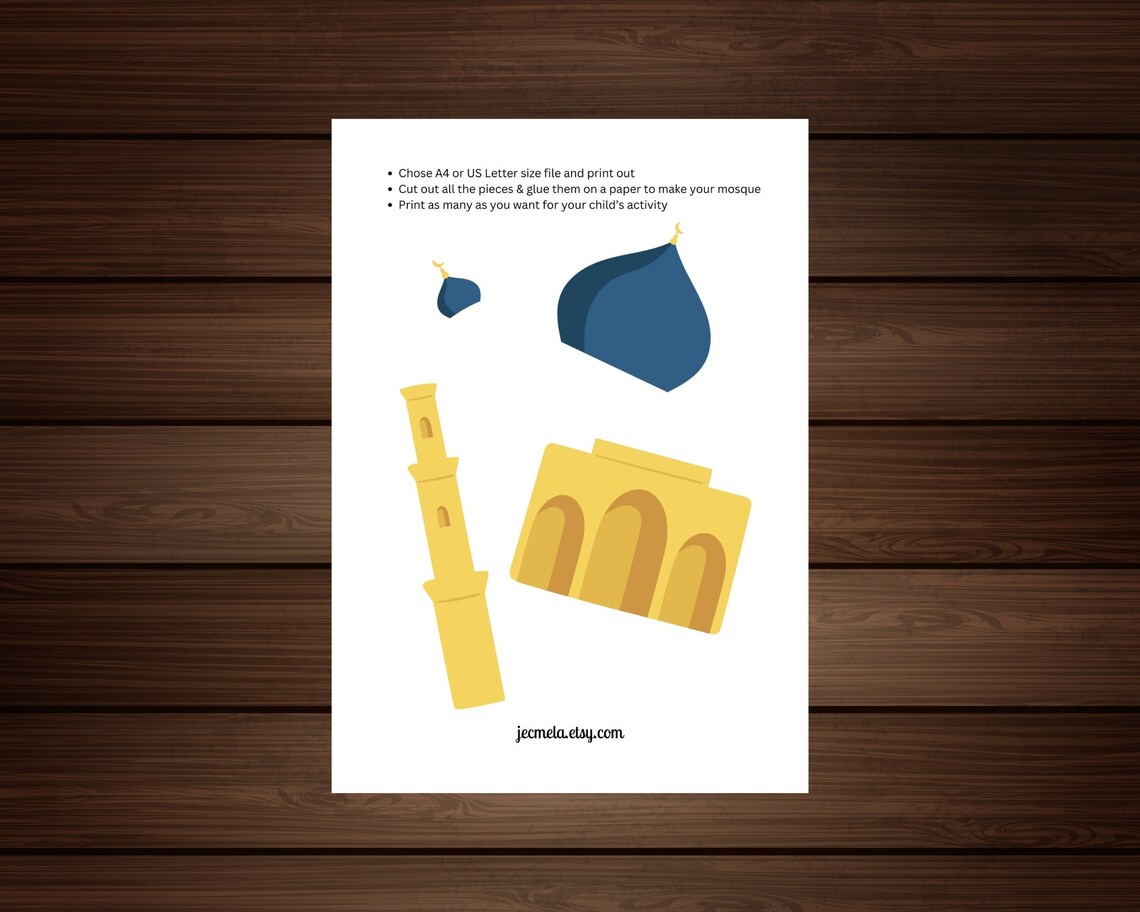 Printable Build A Mosque Craft Printable Islamic Kid's Craft Printable ...