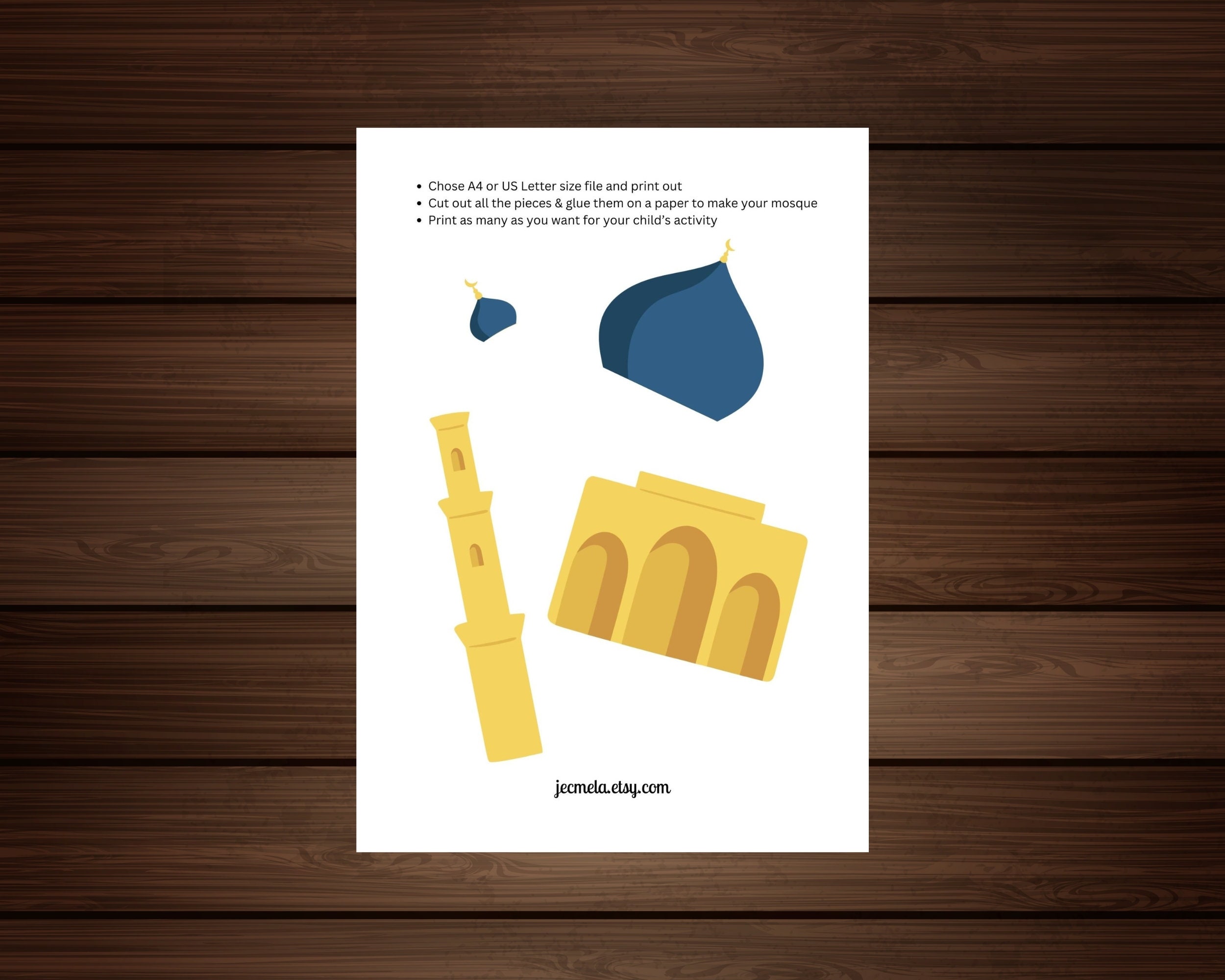 Printable Build A Mosque Craft Printable Islamic Kid's Craft Printable ...