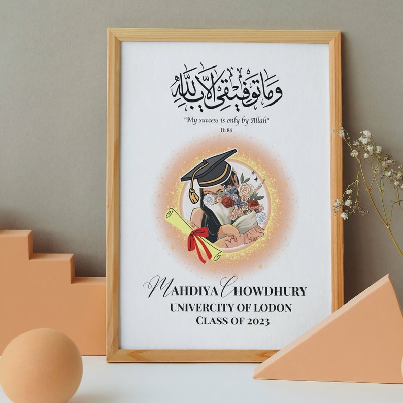 Printable Personalized Muslim Graduation Print, Islamic Gift for ...