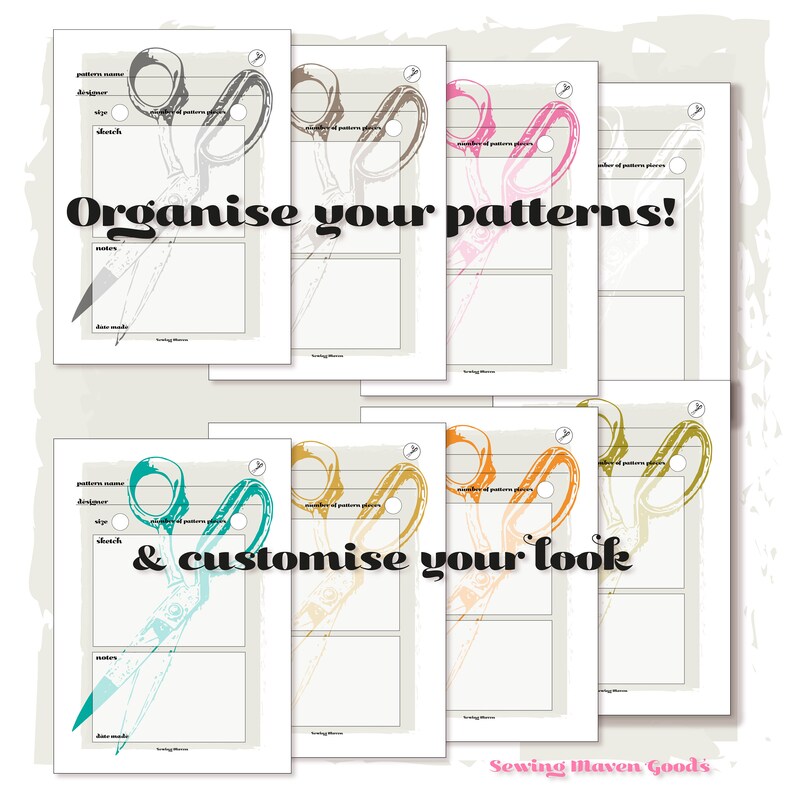 Scissors PDF Sewing Pattern Envelope Cover. Printable Sewing Pattern ...