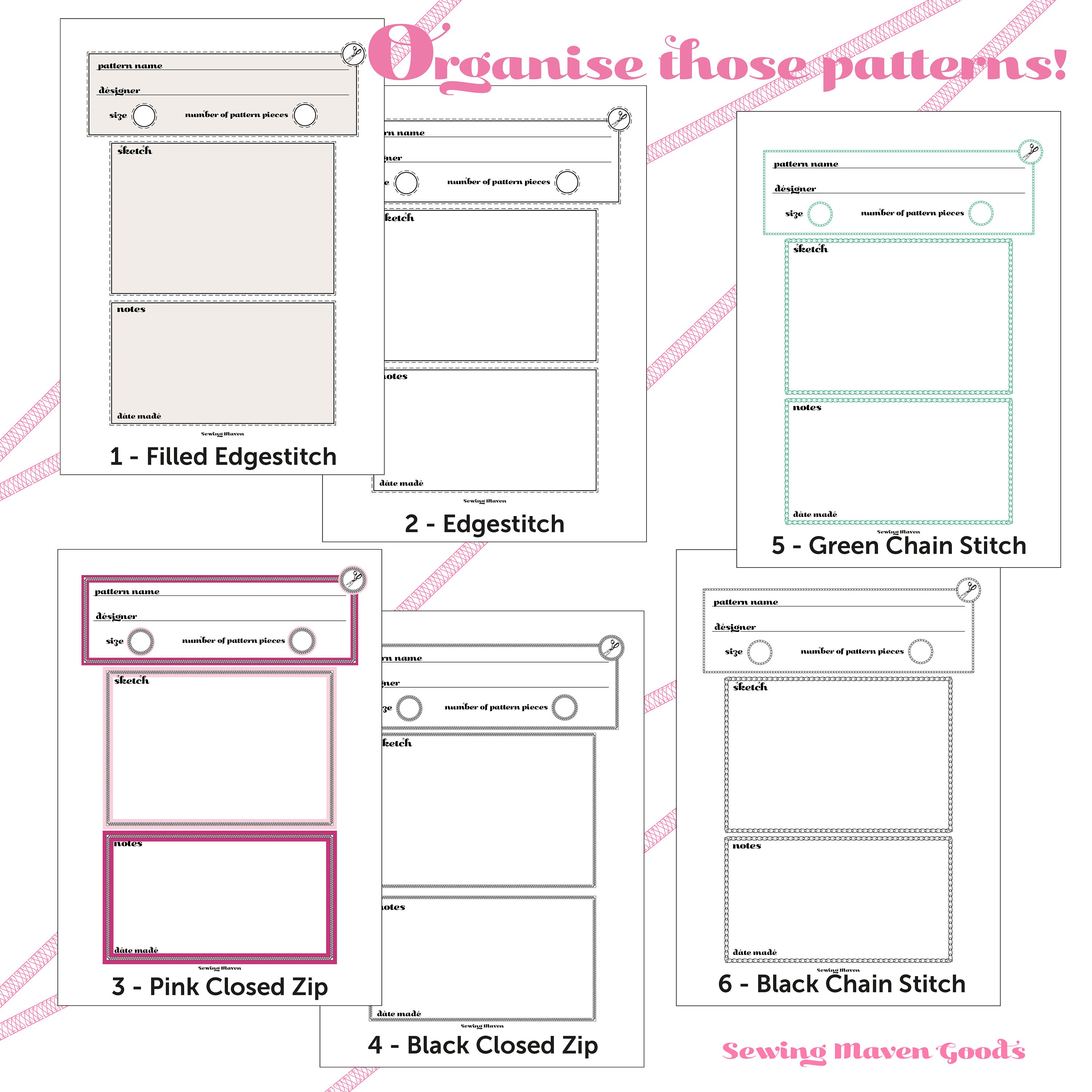 The Stitches Printable Pattern Envelope Sheets. PDF Envelope Cover ...