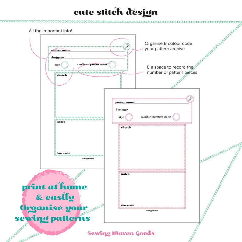 The Stitches Printable Pattern Envelope Sheets. PDF Envelope Cover ...