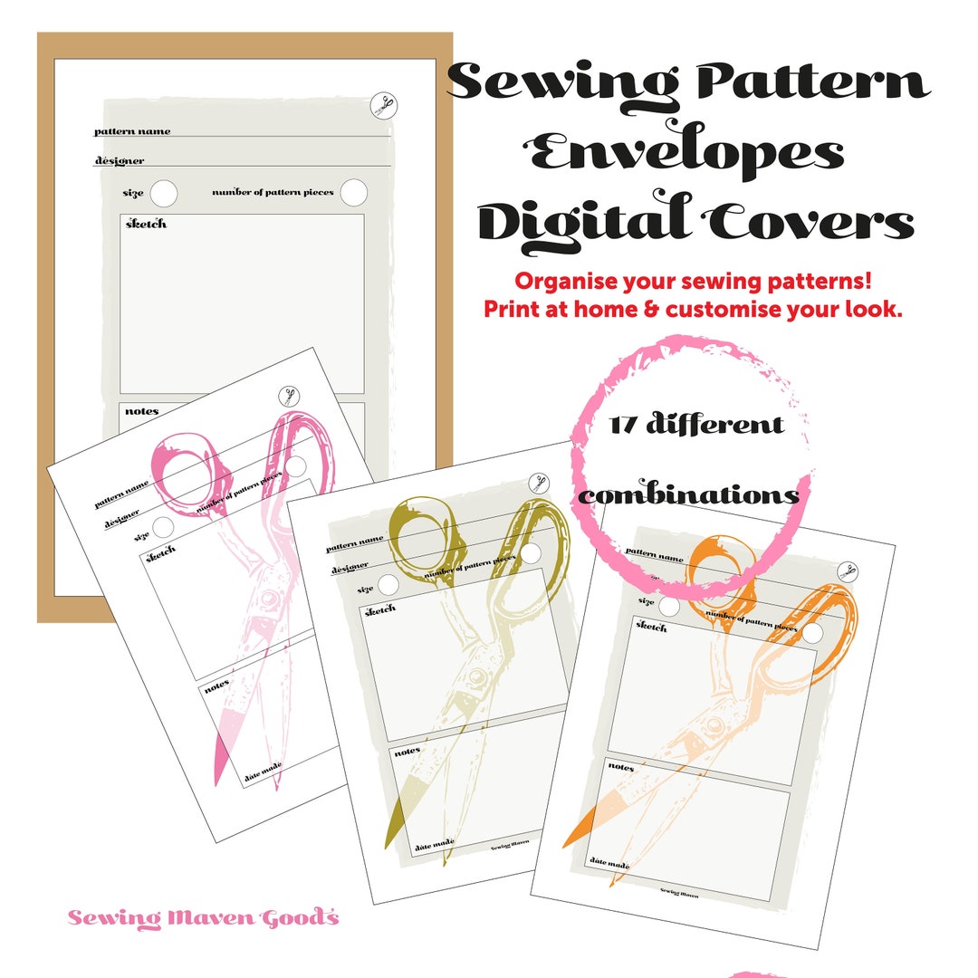 Scissors PDF Sewing Pattern Envelope Cover. Printable Sewing Pattern ...