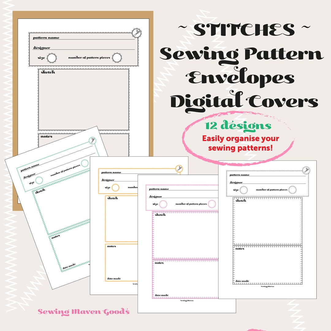 The Stitches Printable Pattern Envelope Sheets. PDF Envelope - Etsy