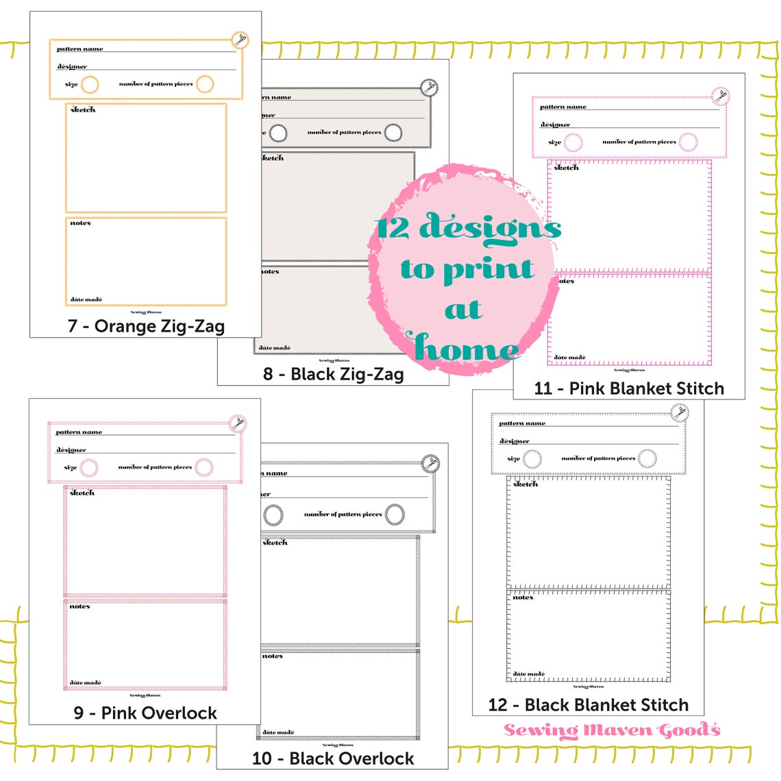 The Stitches Printable Pattern Envelope Sheets. PDF Envelope Cover ...