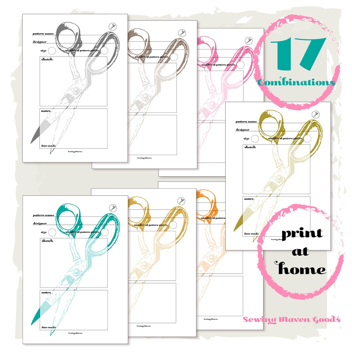 Scissors PDF Sewing Pattern Envelope Cover. Printable Sewing Pattern ...