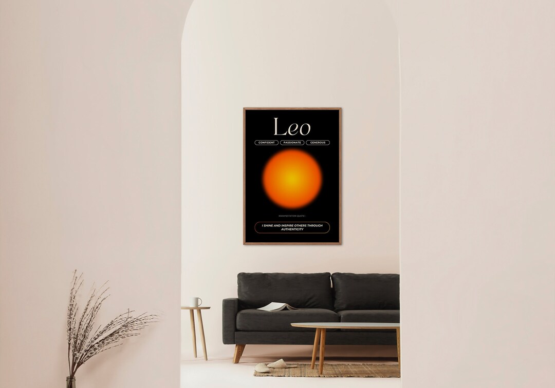Leo Zodiac Poster, Digital Wall Art, Printable Astrology Poster, Zodiac ...