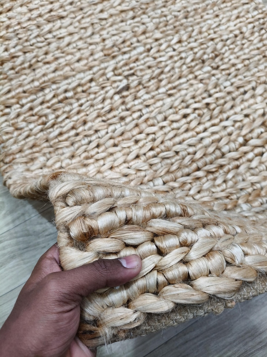 Thick Braided Jute Rug | Handwoven Natural Jute Dhurrie | Farmhouse ...