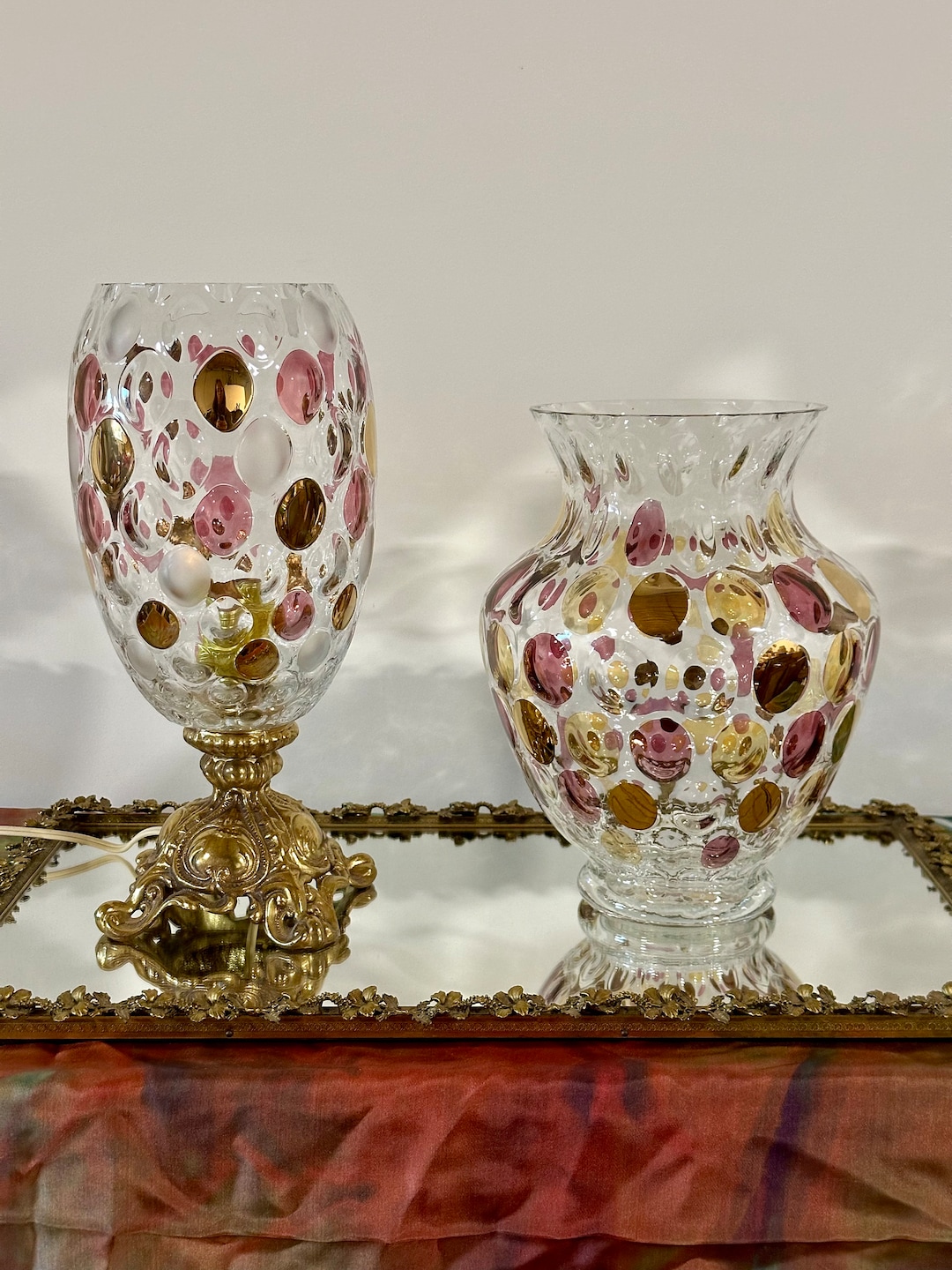 C. 1960s Nemo Glass Table Lamp and Vase by Max Kannegiesser for Borske ...