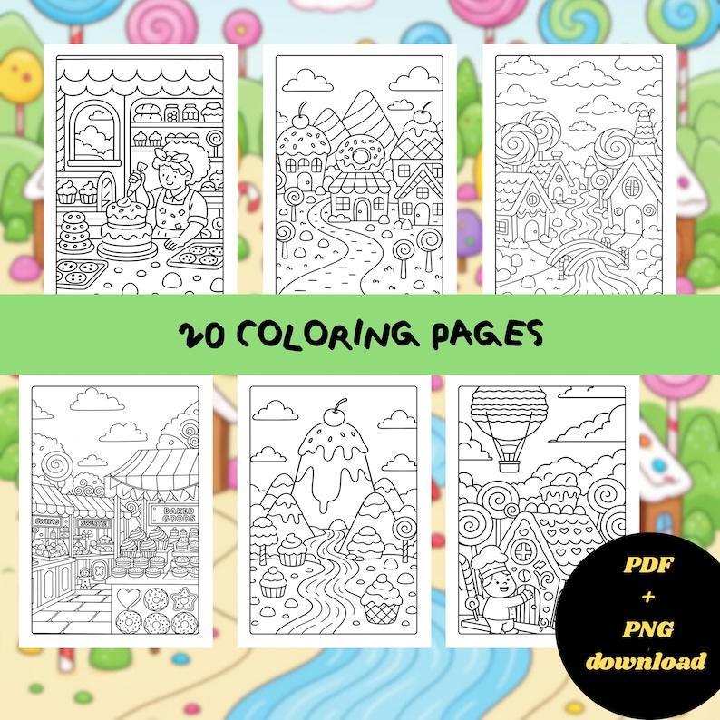 Candy Land Coloring Pages | 20 Fun Sweets and Dessert Designs (PDF ...