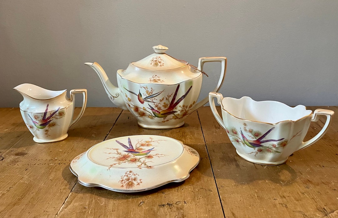 Crown Ducal Hummingbird Tea Set - Teapot and Stand, Sugar Bowl and Milk ...