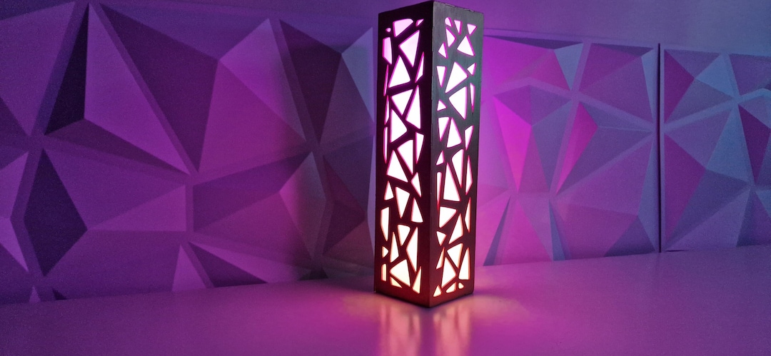 Geometric Night Lamp, LED Desk Light, Abstract Mood Lighting, Neon Sci ...