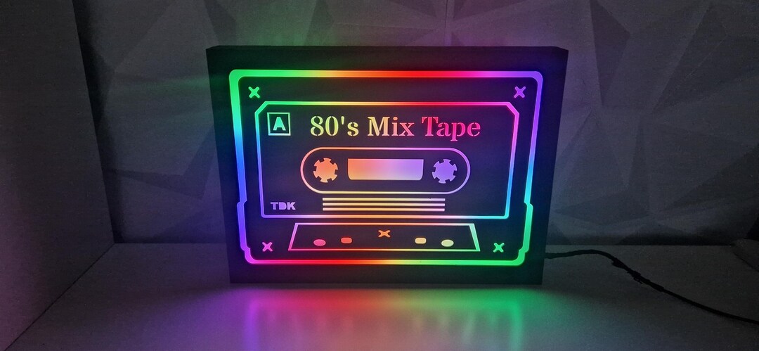 Personalised Cassette Tape Light, Retro Wall & Desk Sign, Music Lover ...