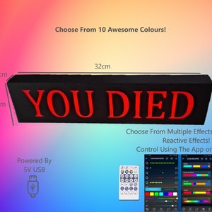 Dark Souls Themed Light, You Died Sign, Gamer Gift Night Light, Game ...