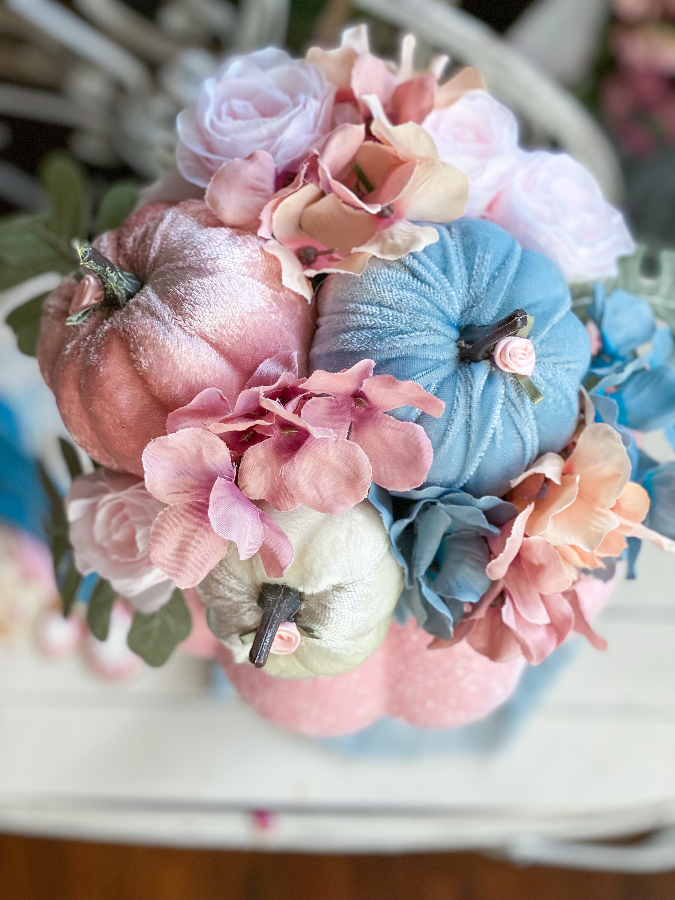 Bespoke Upcycled Pastel Pink Glitter Pumpkin Finial With - Etsy