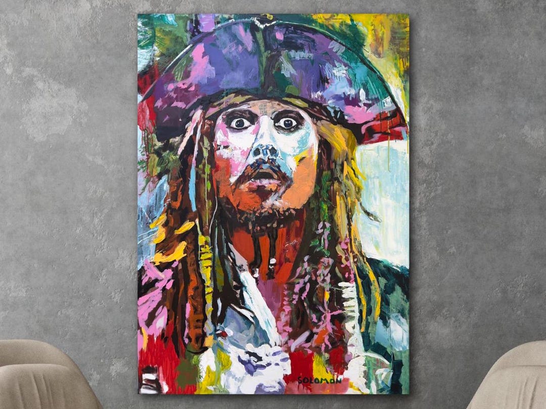 Captain Sparrow Abstract Pop Art Prints, Giclee Portrait Canvas Art ...