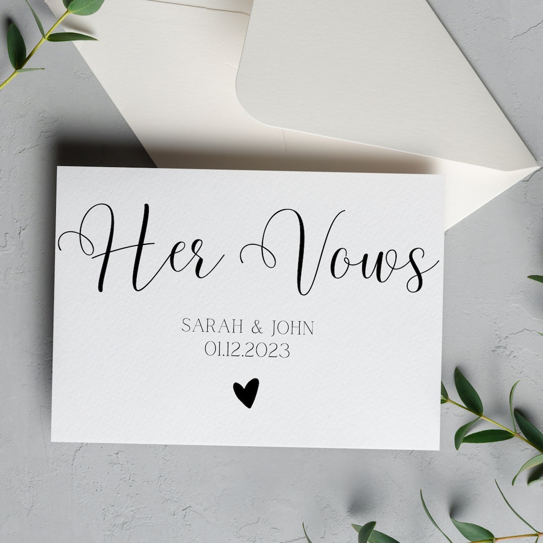 Personalized Wedding Vows Card: His and Her Keepsake - Etsy