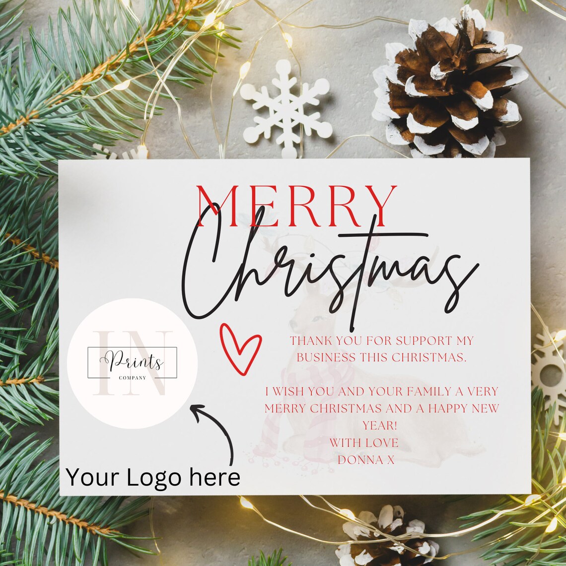Personalised Merry Christmas Business Cards | Thank You Card | Business ...