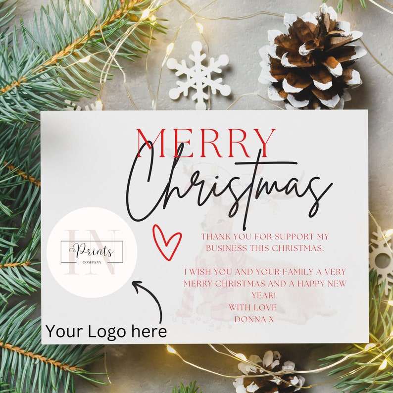Personalised Merry Christmas Business Cards | Thank You Card | Business ...