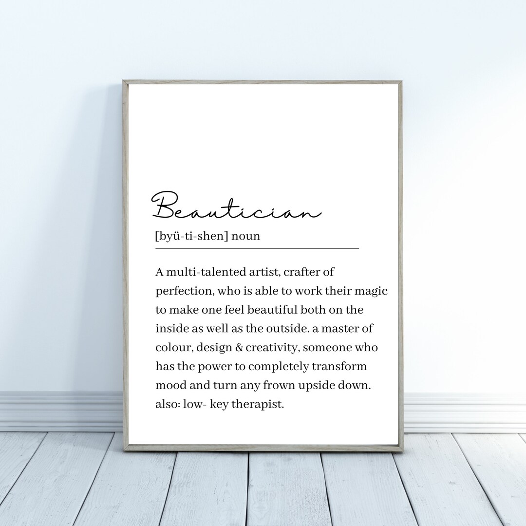 Beautician Definition Print: Salon Decor, Makeup Artist Gift - Etsy